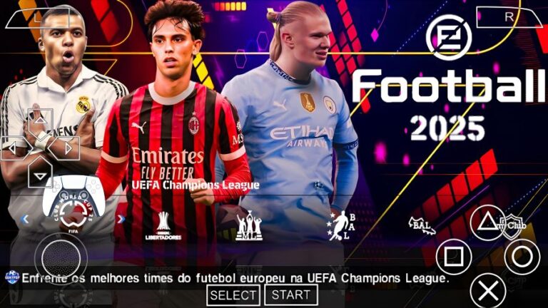 EFOOTBALL PES 2025 PPSSPP TRADUZIDO EM PORTUGUÊS EUROPEUS NOVAS TRANSFERÊNCIAS FACES 4K ...